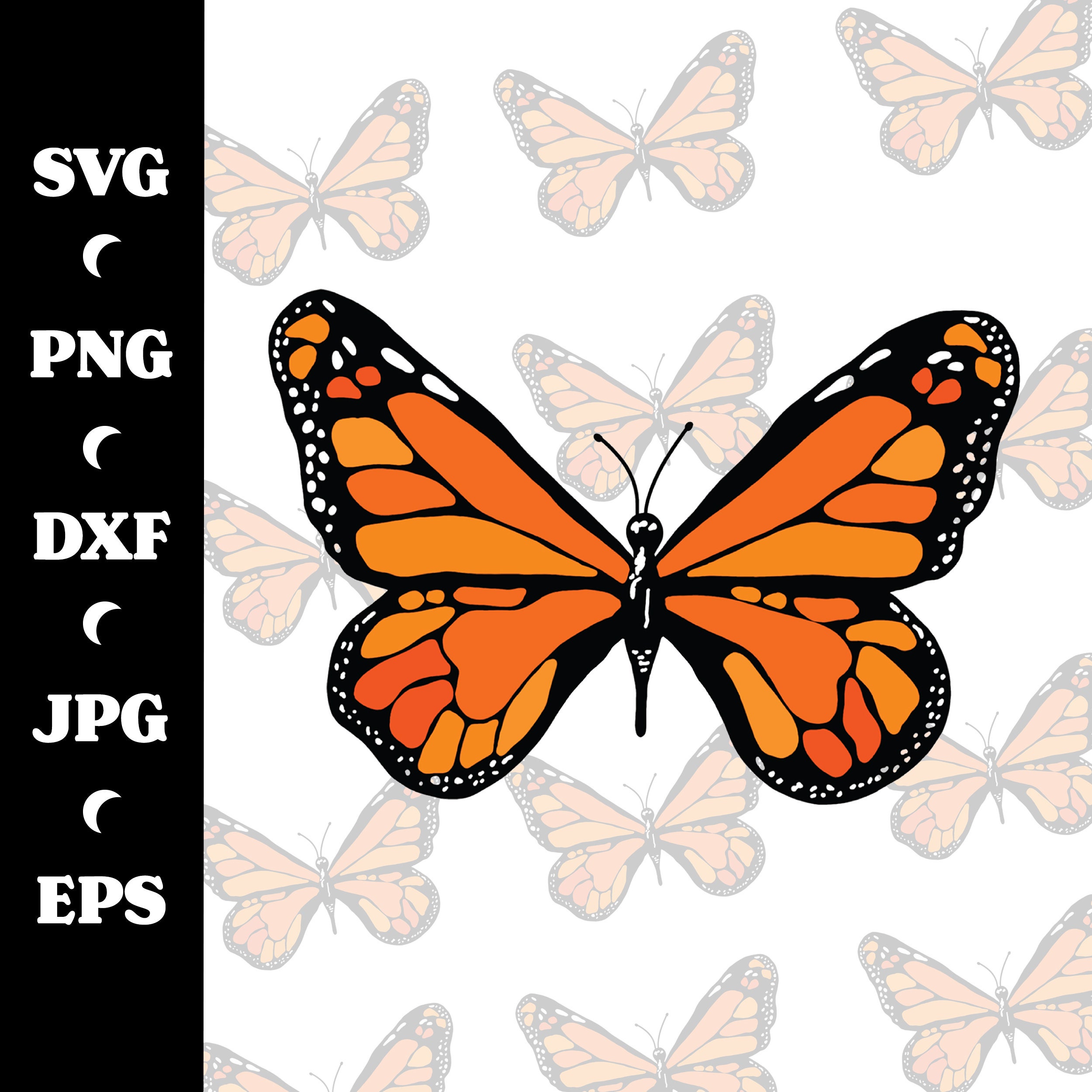 Monarch Butterfly SVG, Png, Dxf, Jpg & Eps. Butterfly Svg, Butterfly ...