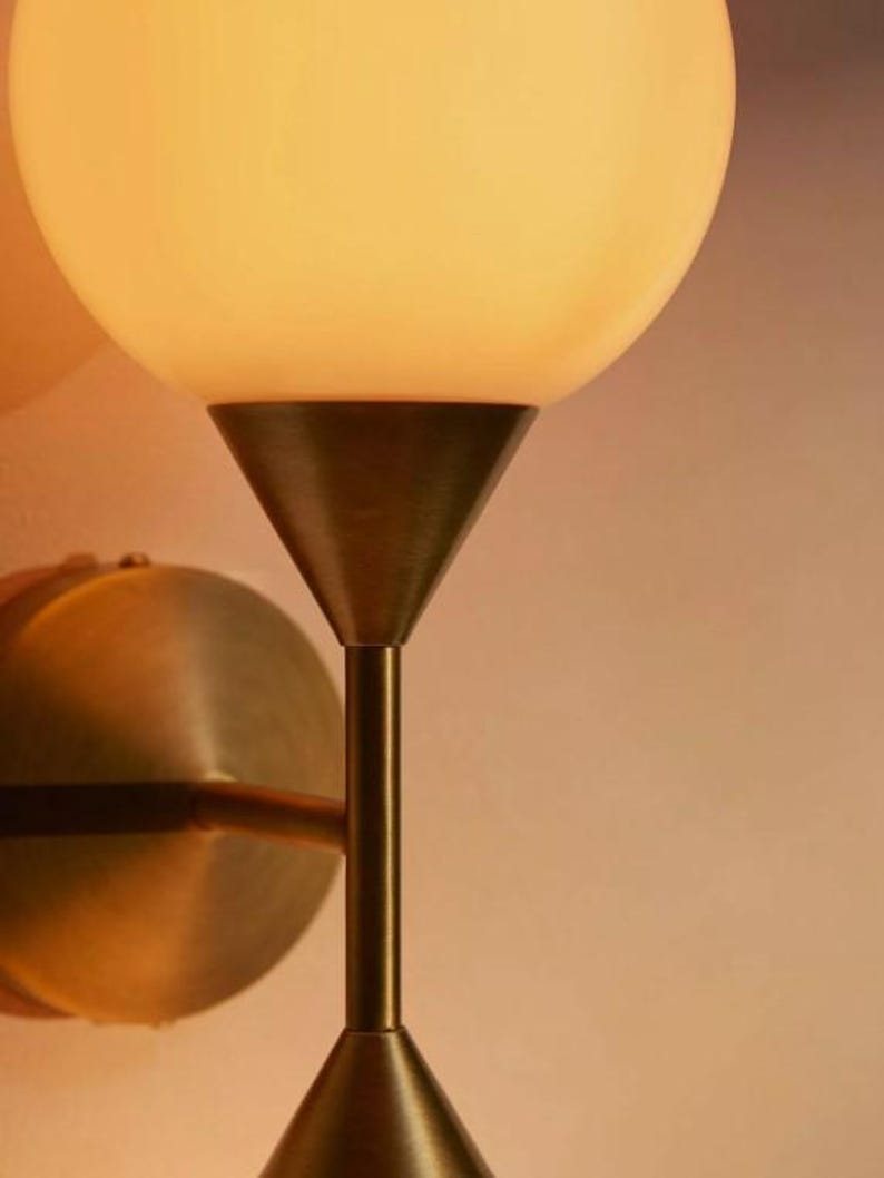 Brass Sconce Wall Lamp Handmade Double Light Globe Sputnik Wall Sconce ...