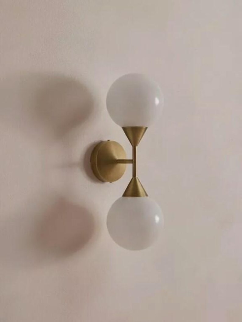 Brass Sconce Wall Lamp Handmade Double Light Globe Sputnik Wall Sconce ...