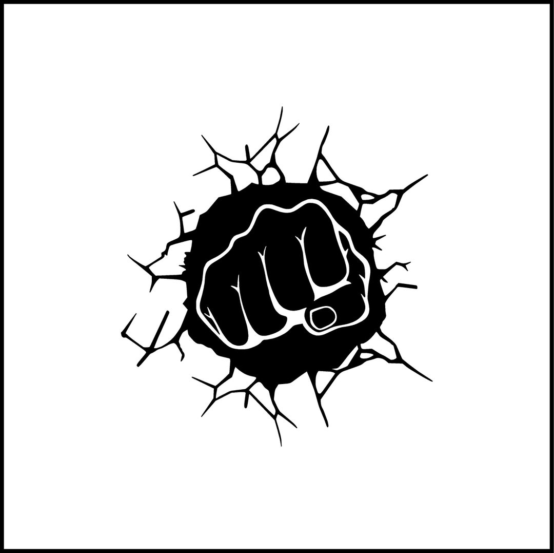 Fist Punching Smashing Through Wall Vinyl Decal - Etsy