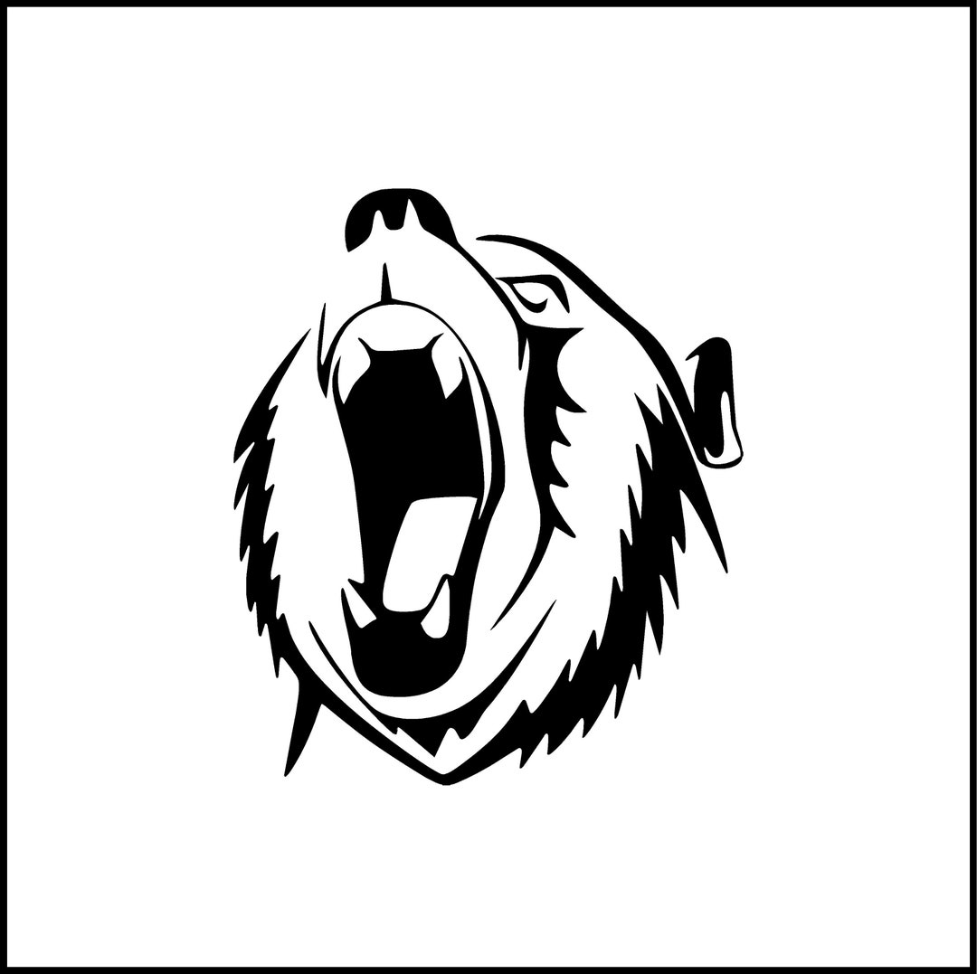 Growling Bear Face Vinyl Decal - Etsy