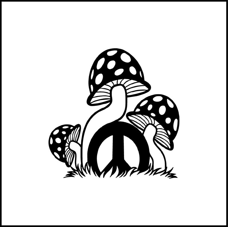 Mushrooms and Peace Sign Vinyl Decal - Etsy