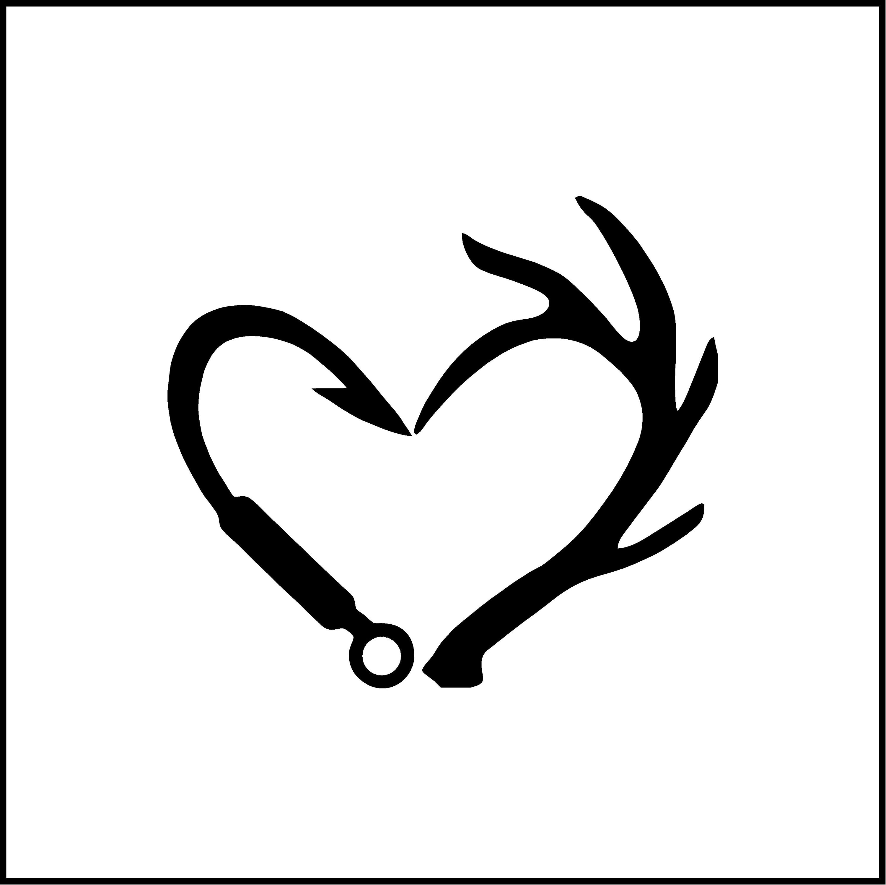 Hunting/fishing Heart Symbol Logo Vinyl Decal - Etsy