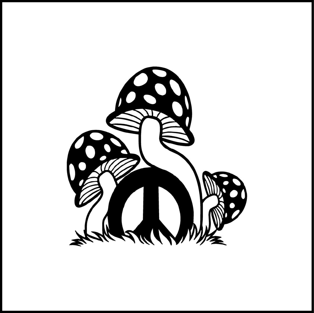 Mushrooms and Peace Sign Vinyl Decal/sticker for Laptop/car/truck/rv ...