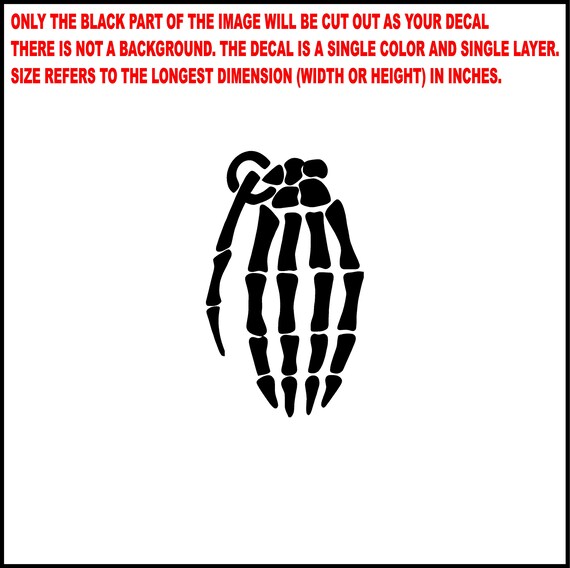 Skeleton Hand Grenade Vinyl Decal/sticker for - Etsy