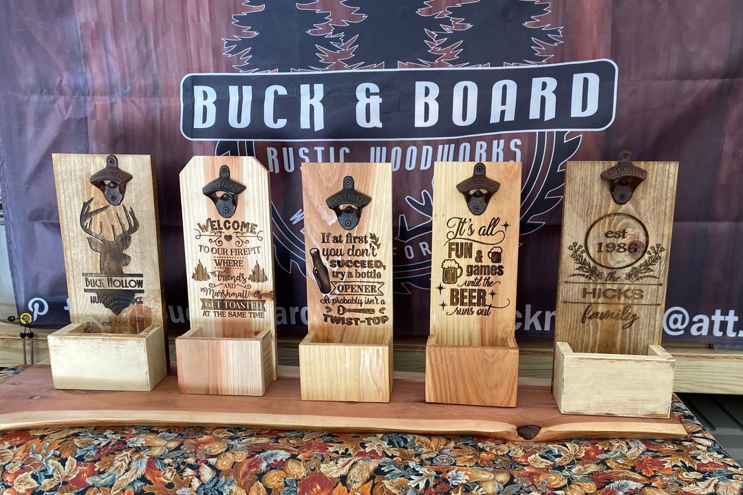 Rustic Bottle Opener and Cap Catcher - Personalize for Free! - Etsy