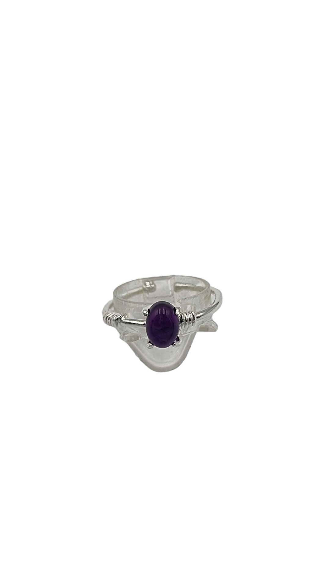 Amethyst Stone Ring, 925 Sterling Silver Black & Gold Rhodium Plated ...