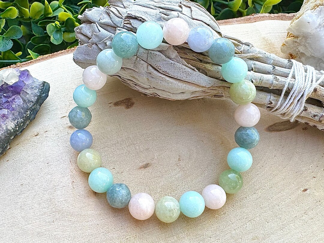 Morganite Jade Mint Quartz Bracelet - Etsy