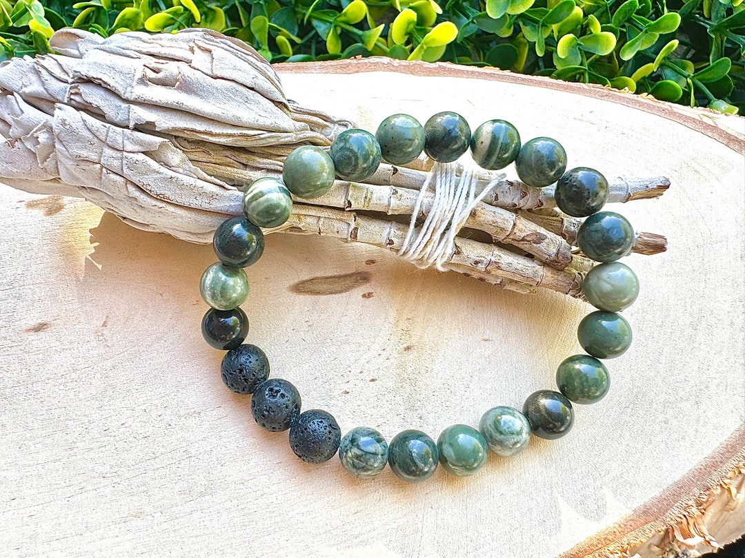Heart Chakra Bracelet Green Rhodonite Diffuser - Etsy