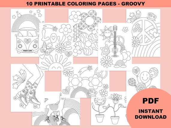 Groovy Coloring Pages Instant Download Kids Coloring Sheets - Etsy ...