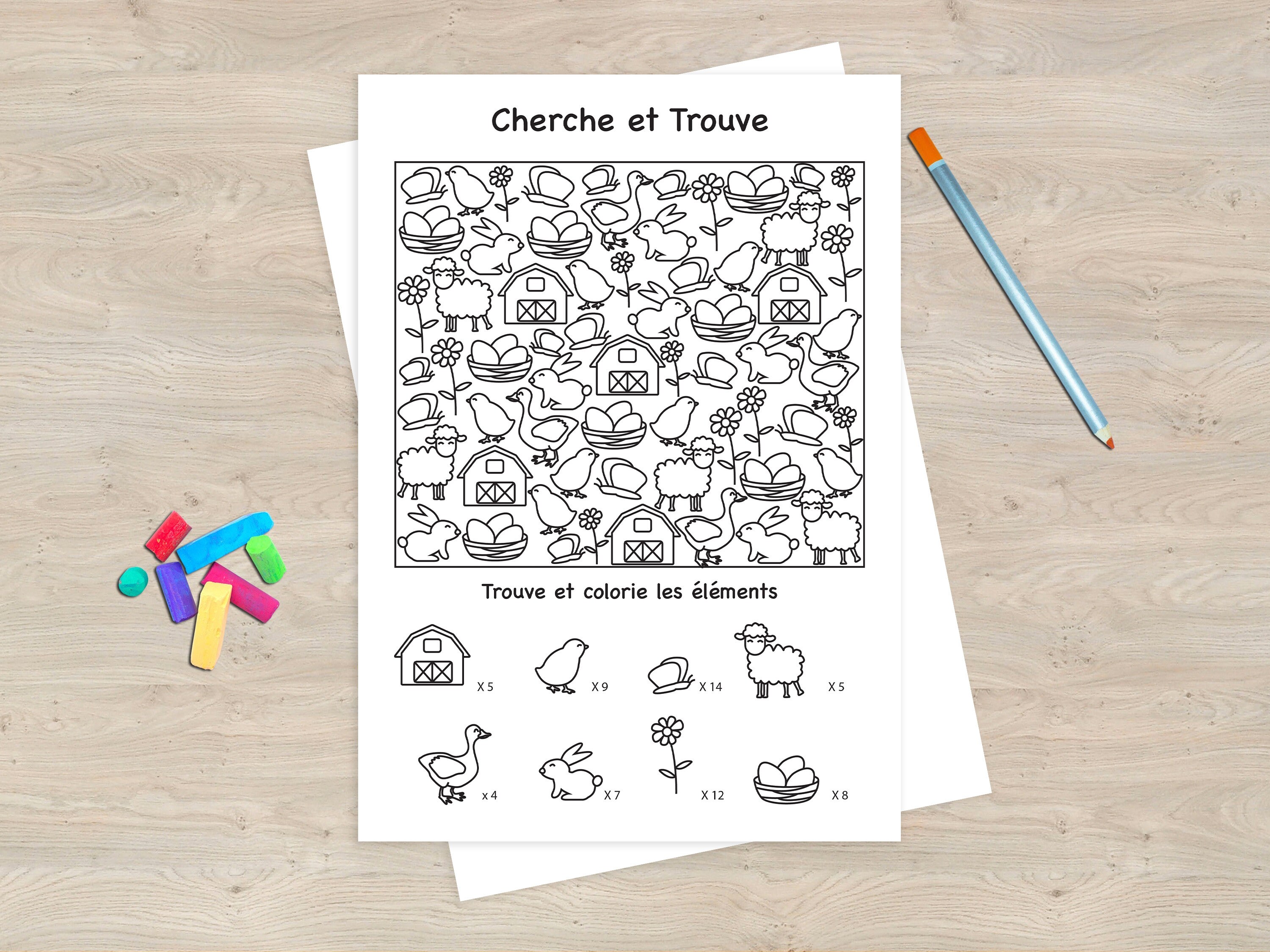 French Printable Kids Activity, Birthday Farm Animals, Instant Download ...
