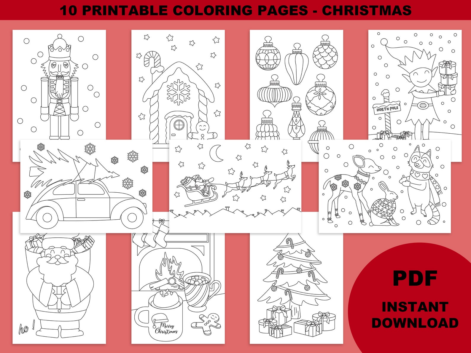 Printable Christmas Coloring Book, Christmas Coloring Paged for Kids ...