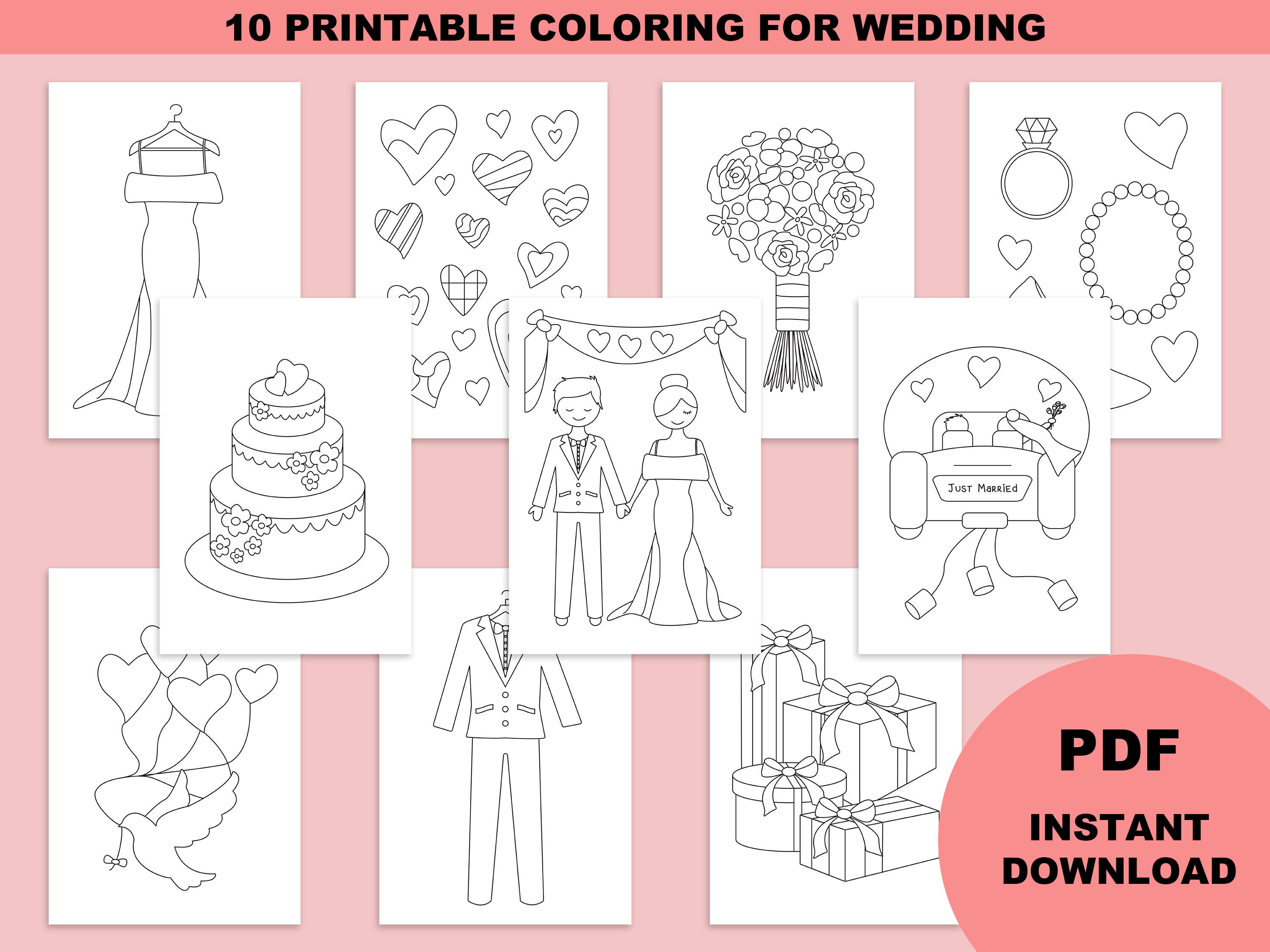 Printable Wedding Coloring Pages Kids