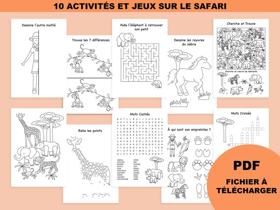 French Printable Birthday Games Theme Jungle Birthday - Etsy