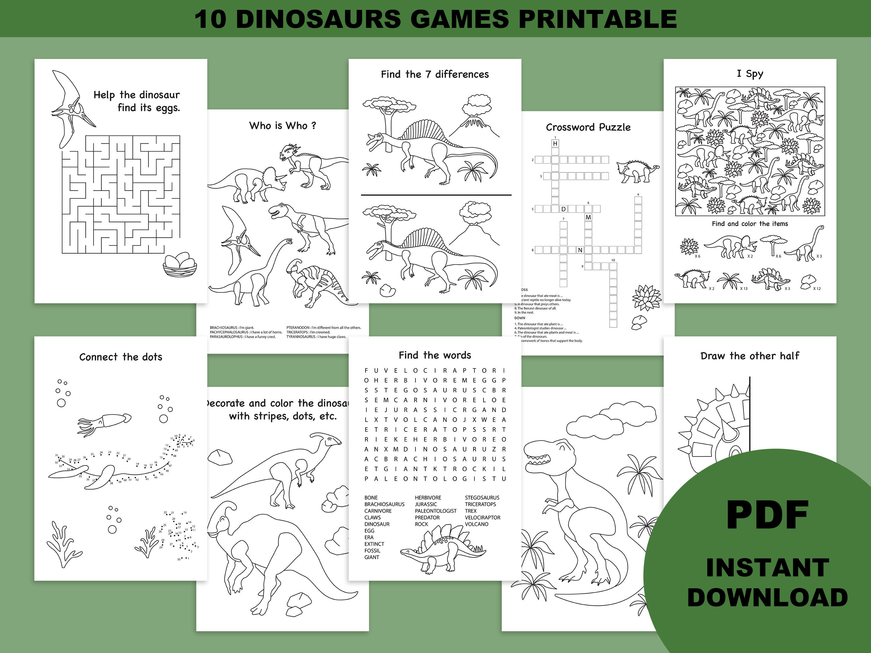Dinosaur Party Printables Kids Party Games Printable - Etsy Australia