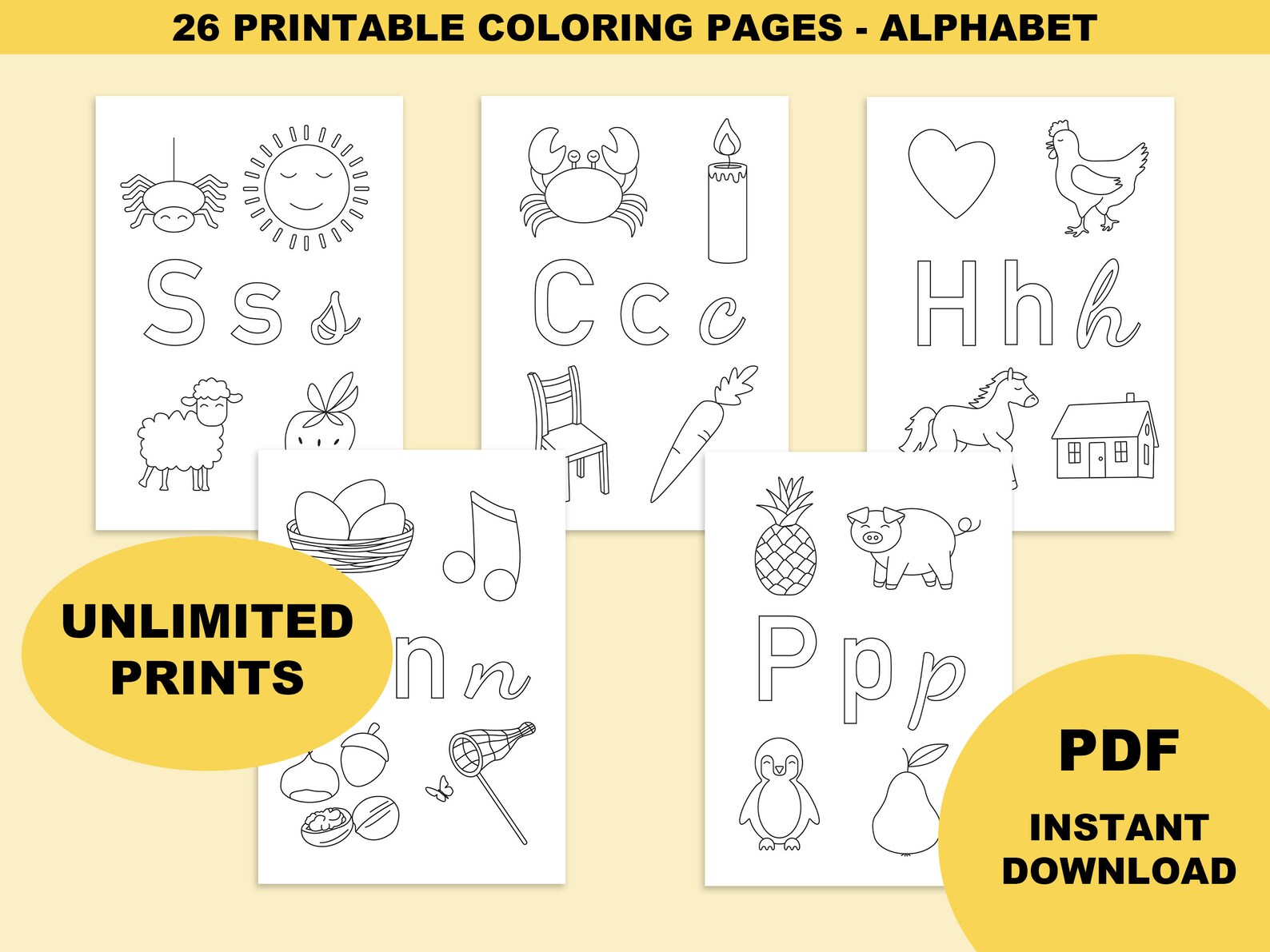 Printable Alphabet Coloring Page, ABC Coloring Book, Preschool ...