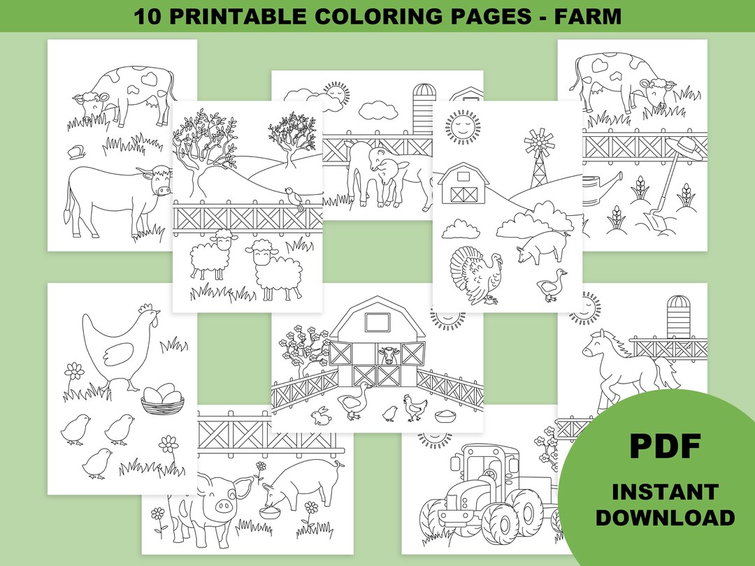 Farm Animals Coloring Pages for Kids, Farm Animals Theme Birthday ...