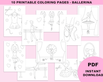 Ballerina Coloring Pages Ballerina Printables Ballerina - Etsy