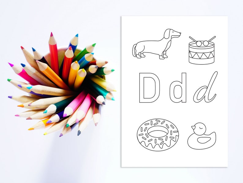Printable Alphabet Coloring Page, ABC Coloring Book, Preschool ...