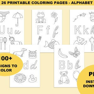 Printable Alphabet Coloring Page, ABC Coloring Book, Preschool ...