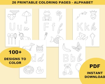 Monster Alphabet Coloring Pages ABC Coloring Sheets - Etsy