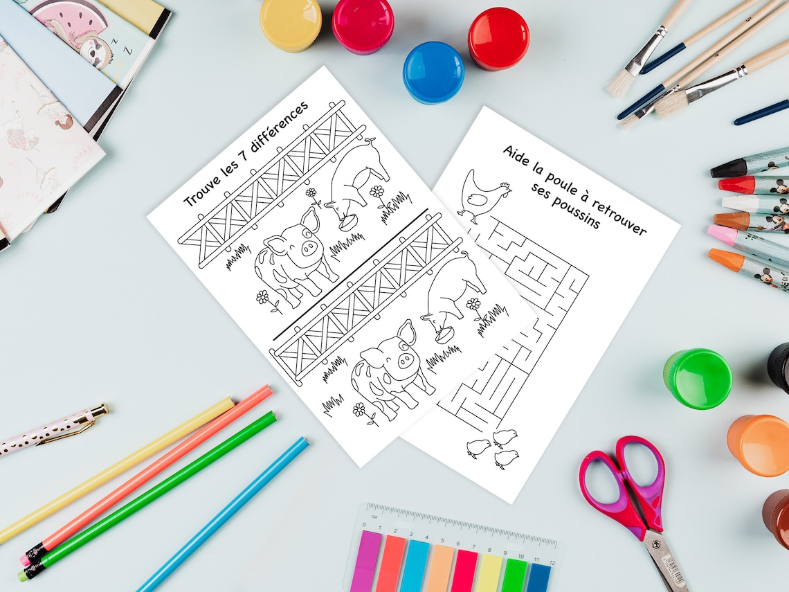 French Printable Kids Activity, Birthday Farm Animals, Instant Download ...