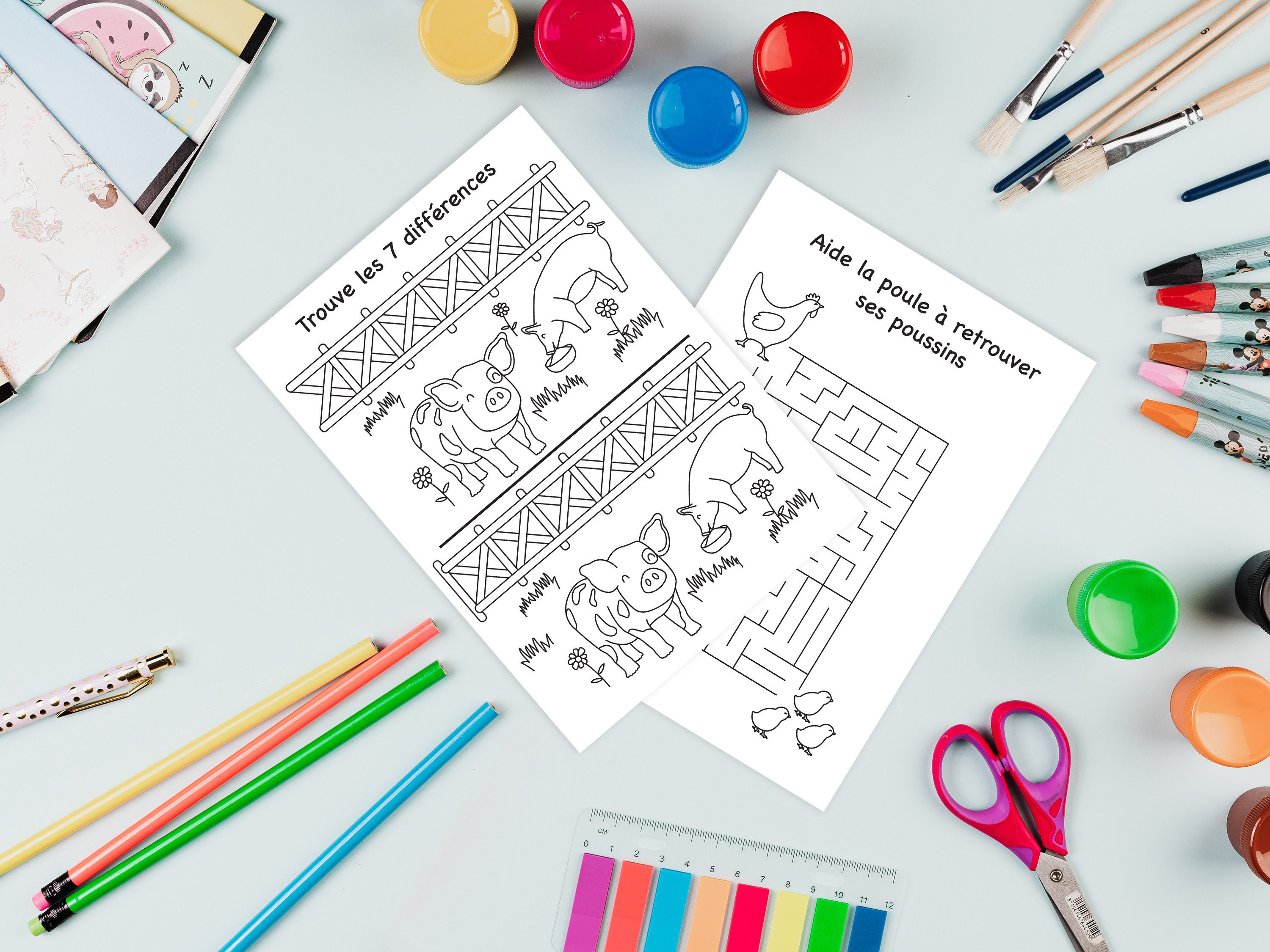 French Printable Kids Activity, Birthday Farm Animals, Instant Download ...