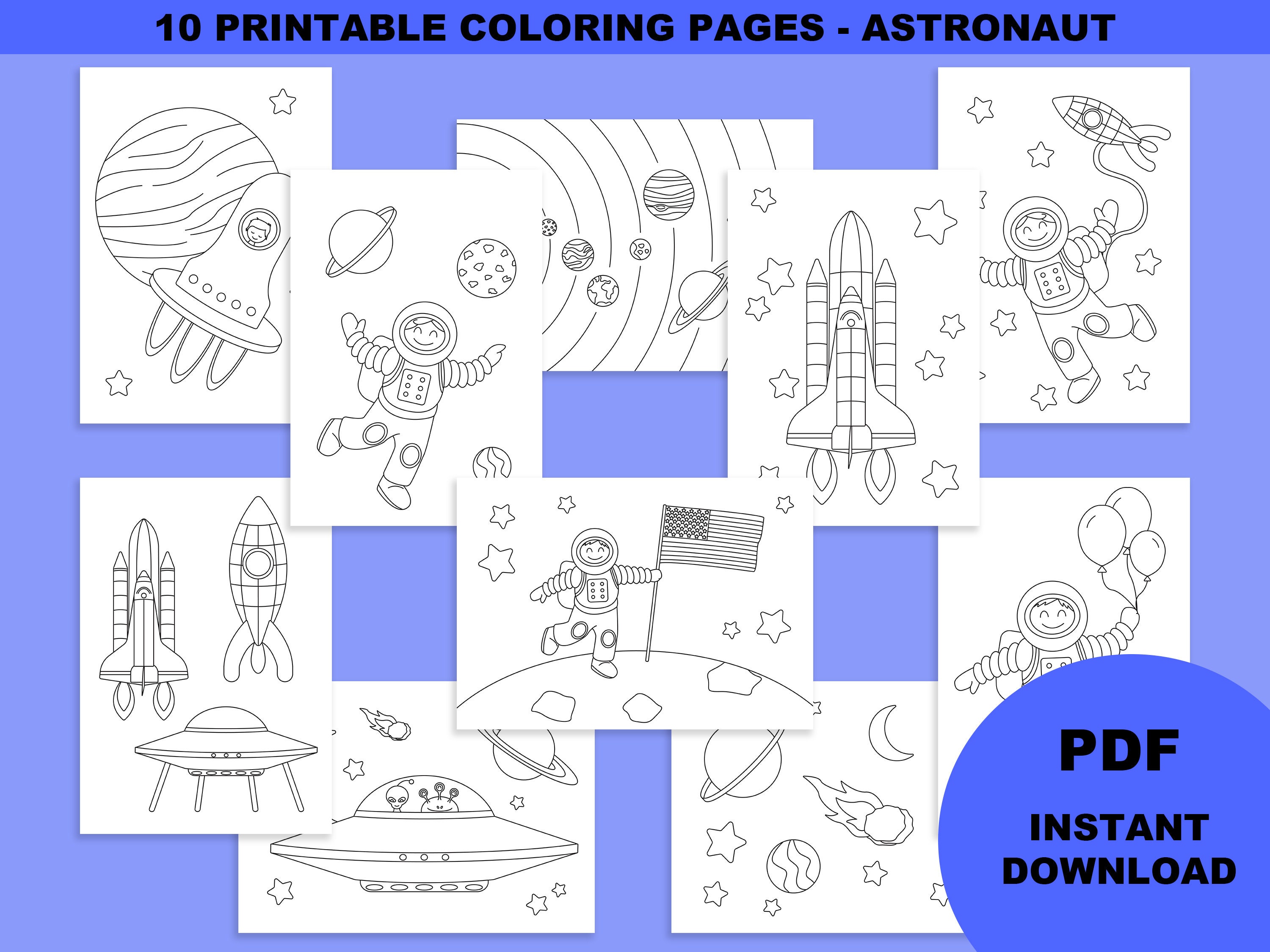 Space Coloring Page, Outer Space Coloring Book, Astronaut Birthday ...