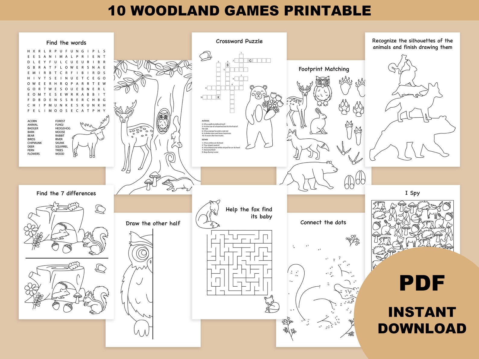 Woodland Party Favor Birthday Coloring Book Favor Download - Etsy