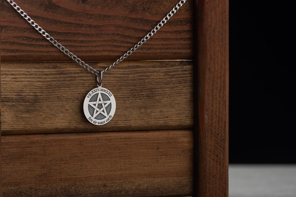 Engraved Custom Pentagram Necklace for Men Customized - Etsy