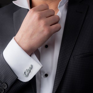 Personalized Sterling Silver Name Cufflinks - Handmade Groom Gift - Etsy
