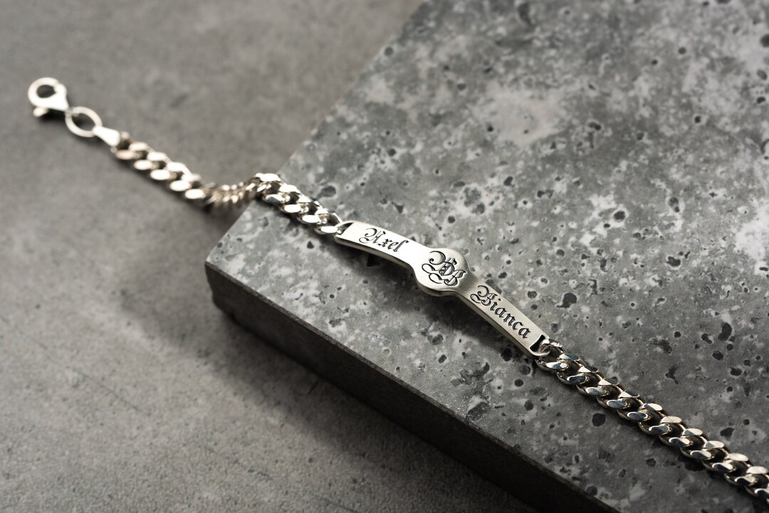 Personalized Sterling Silver Men's ID Bracelet - Custom Name Gift - Etsy