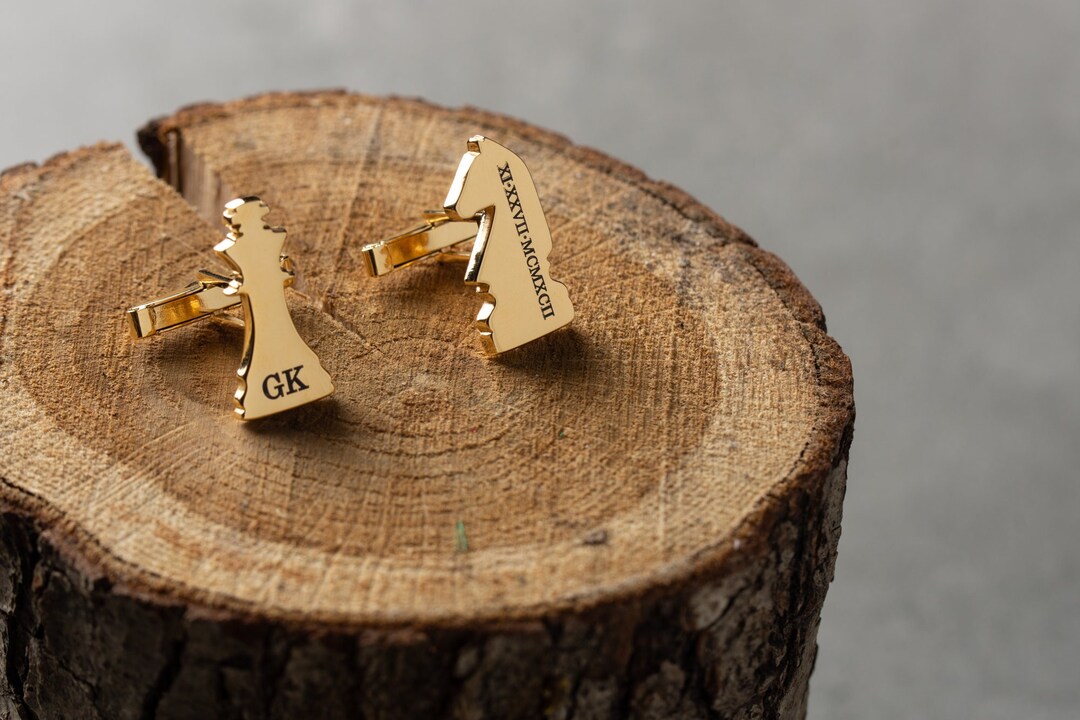 Custom Chess Piece Cufflinks: Personalized Sterling Silver Groomsmen ...