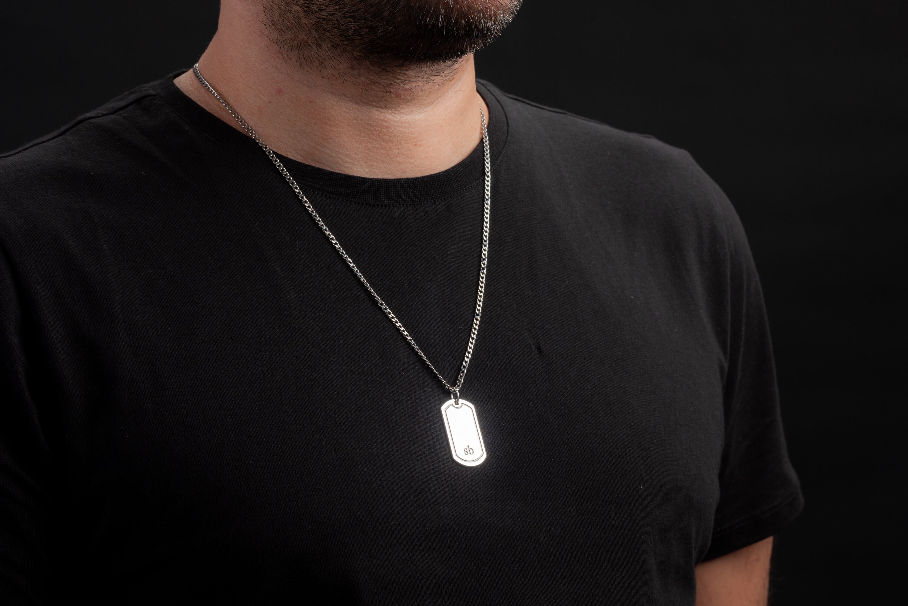 Handcrafted Men's Sterling Silver Necklace - Custom Engraved Pendant ...