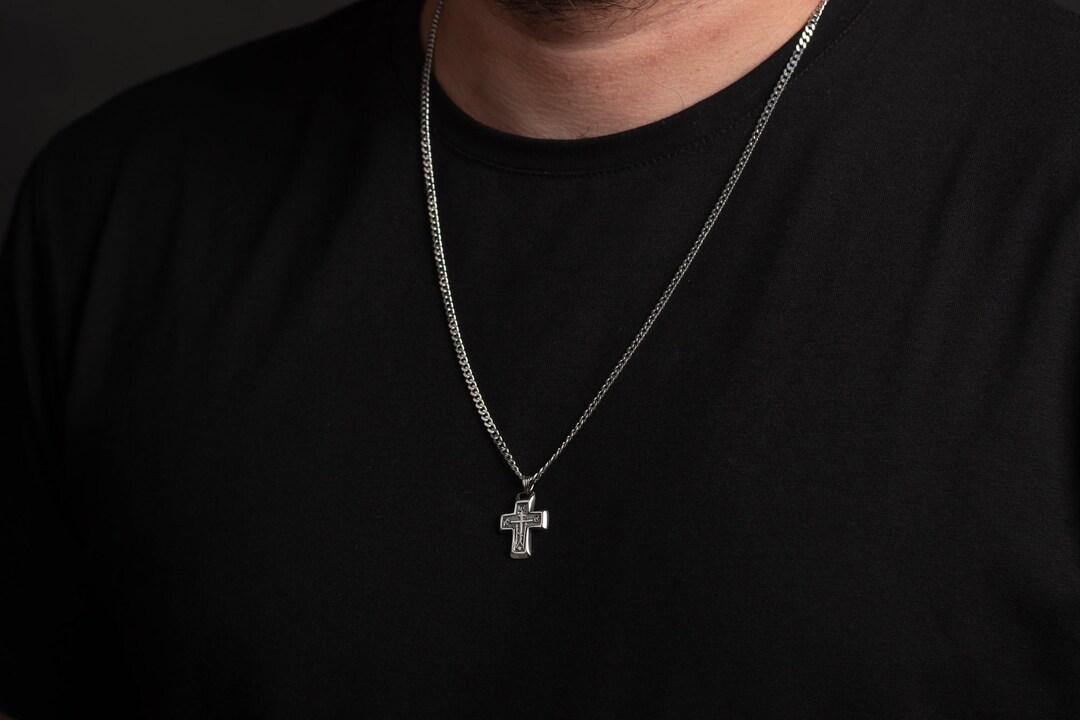 Men's Cross Necklace Customized Cross Necklace Custom Fathers Day Gift ...