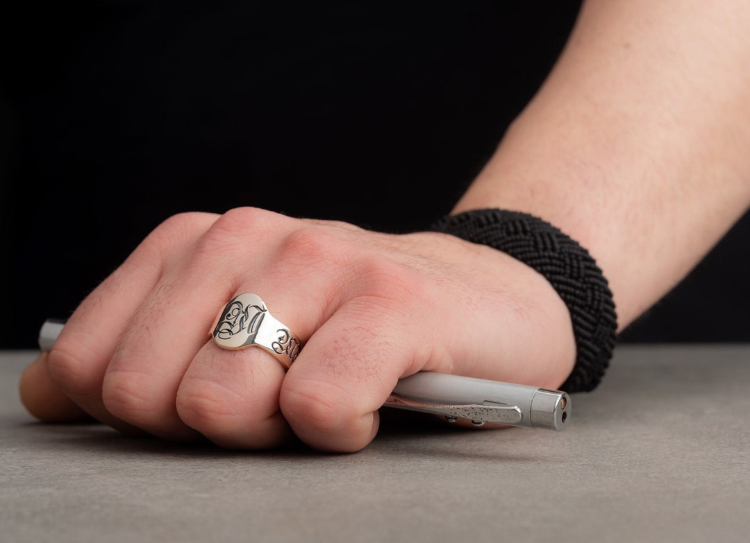 Men's Customized Silver Ring - Personalized Engraved Ring - Unique ...