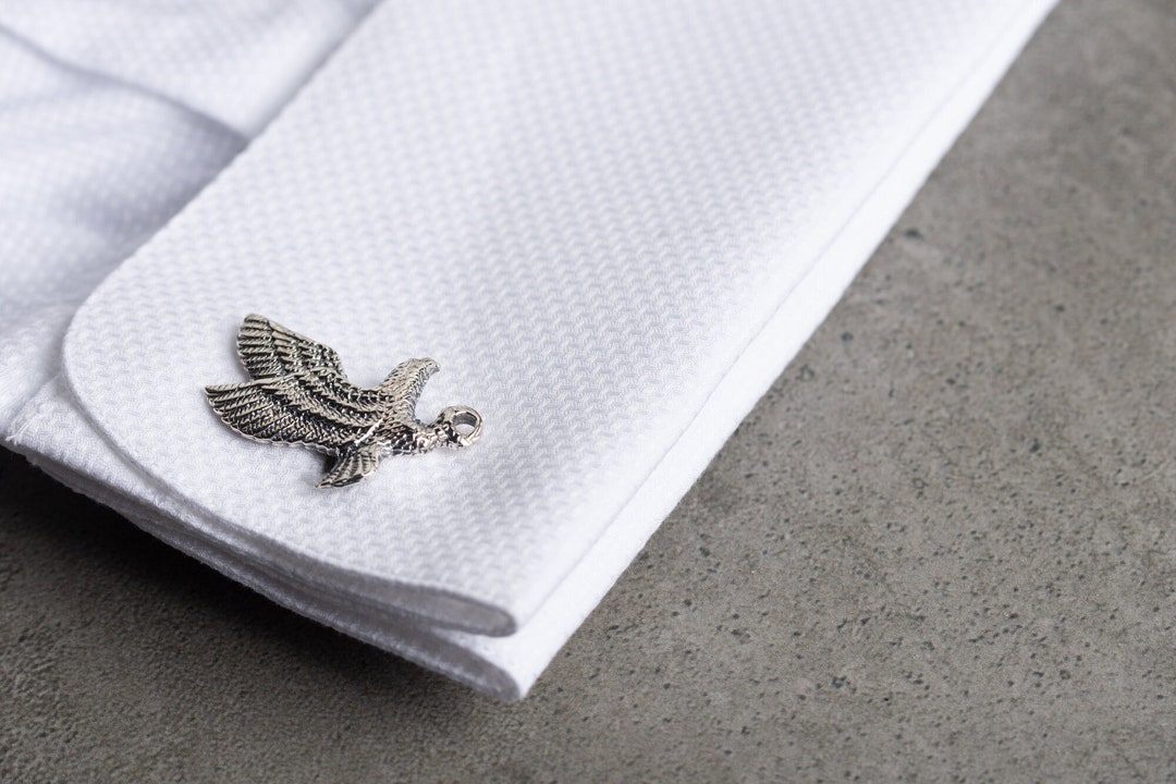 Handmade Eagle Cufflinks: Personalized Sterling Silver Initial Cufflinks - Etsy