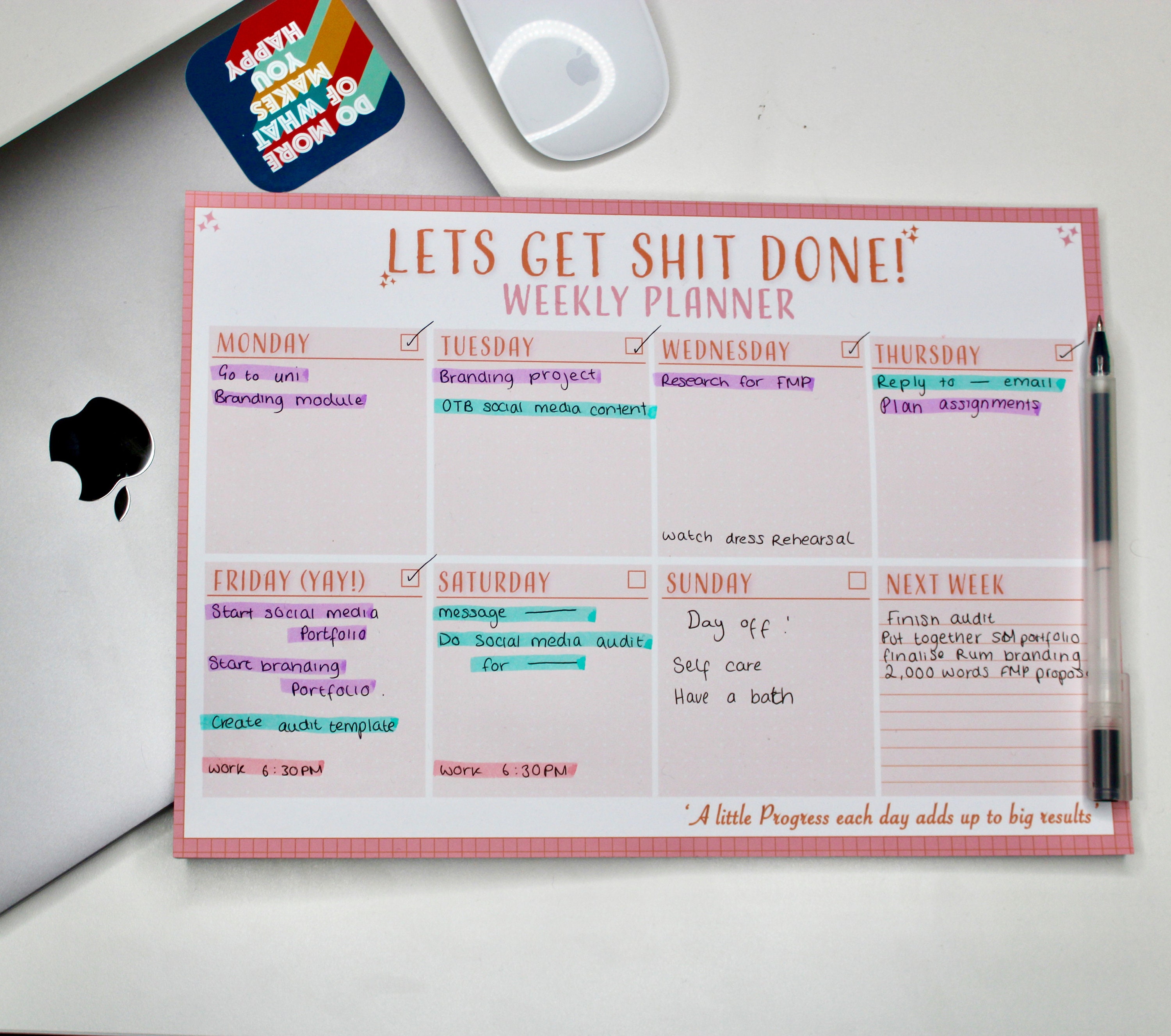 Let's Get Sht Done A4 Weekly Planner, Plan Your Week Easily, Cute ...