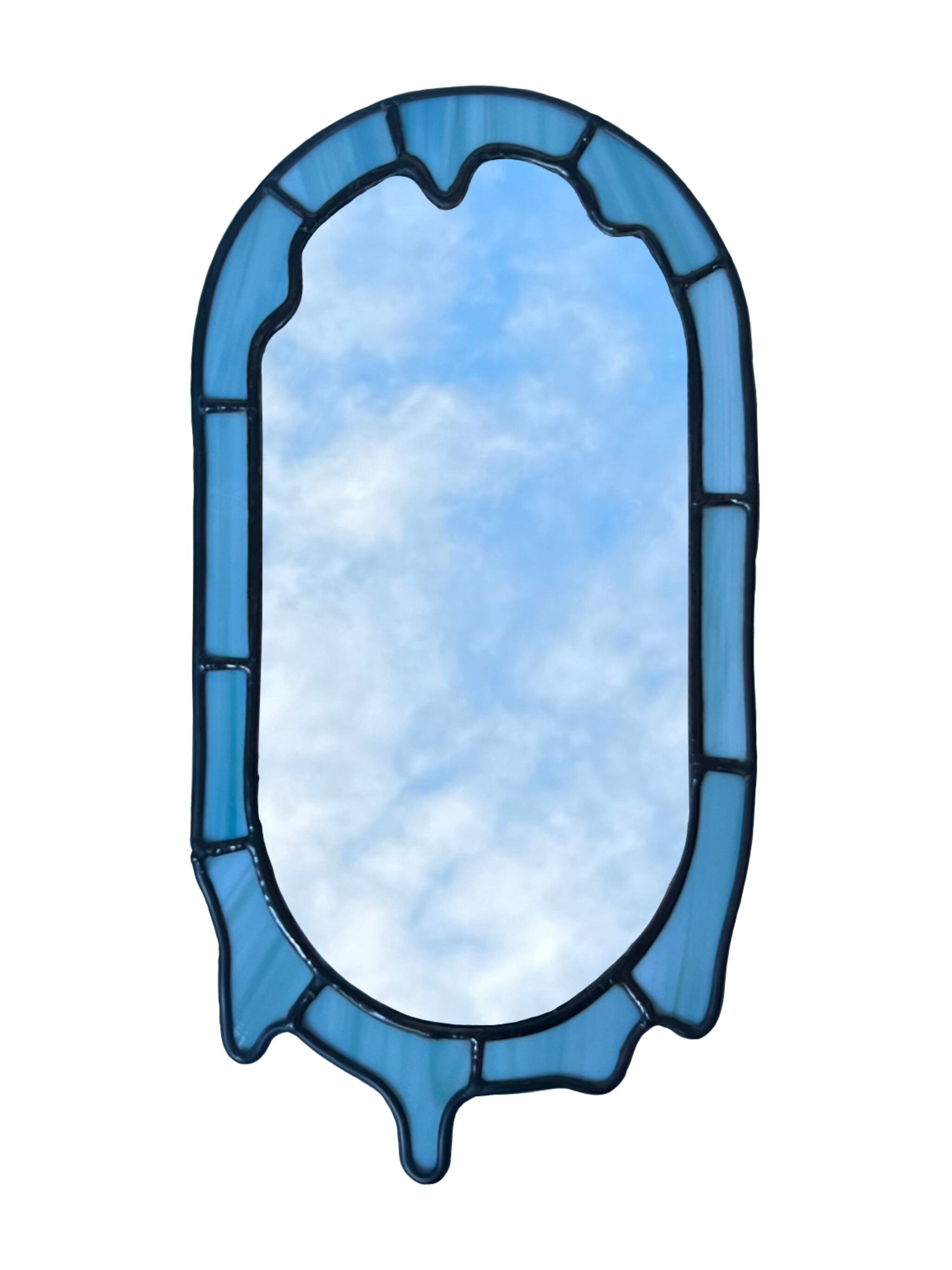 Stained Glass Mirror, Drippy Design Handmade Stained Glass Mirror - Etsy
