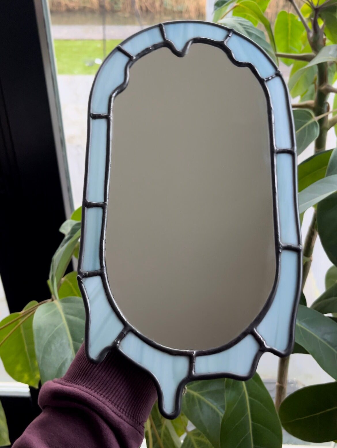 Stained Glass Mirror, Drippy Design Handmade Stained Glass Mirror - Etsy