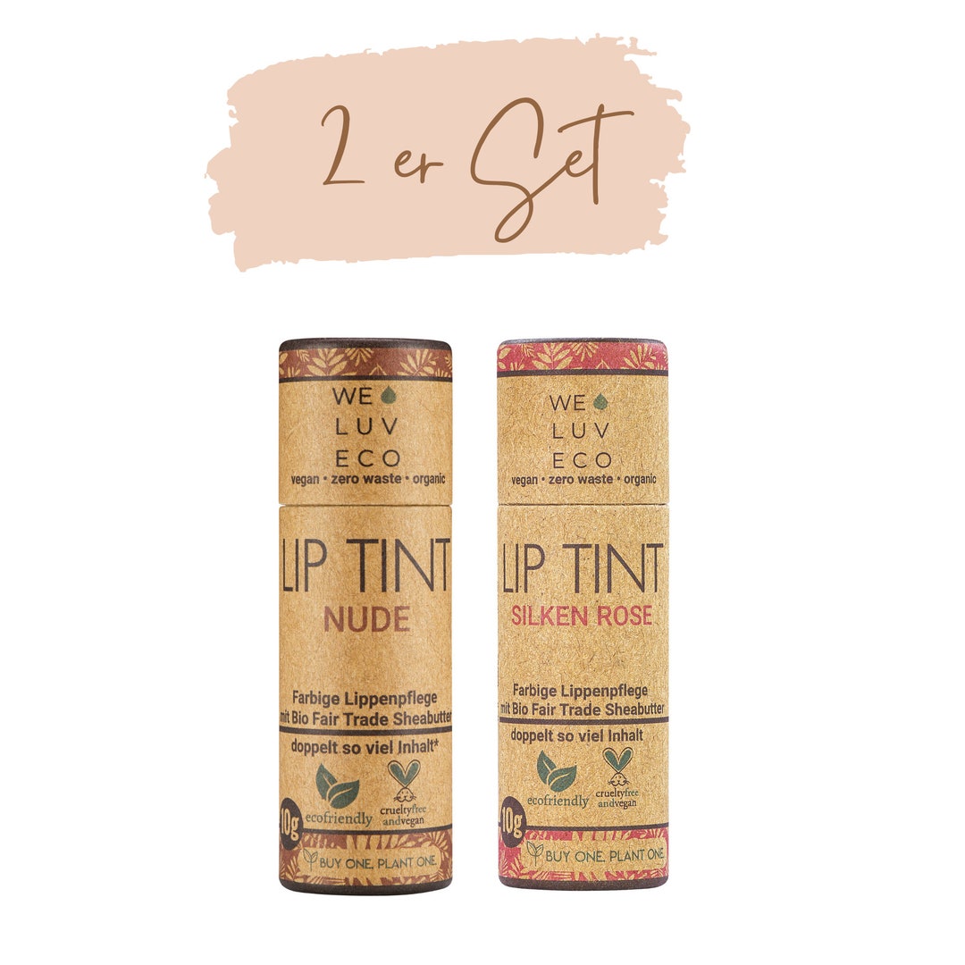 LIP TINT SET OF 2 Sustainable Zero Waste Vegan Cruelty Free Plastic ...