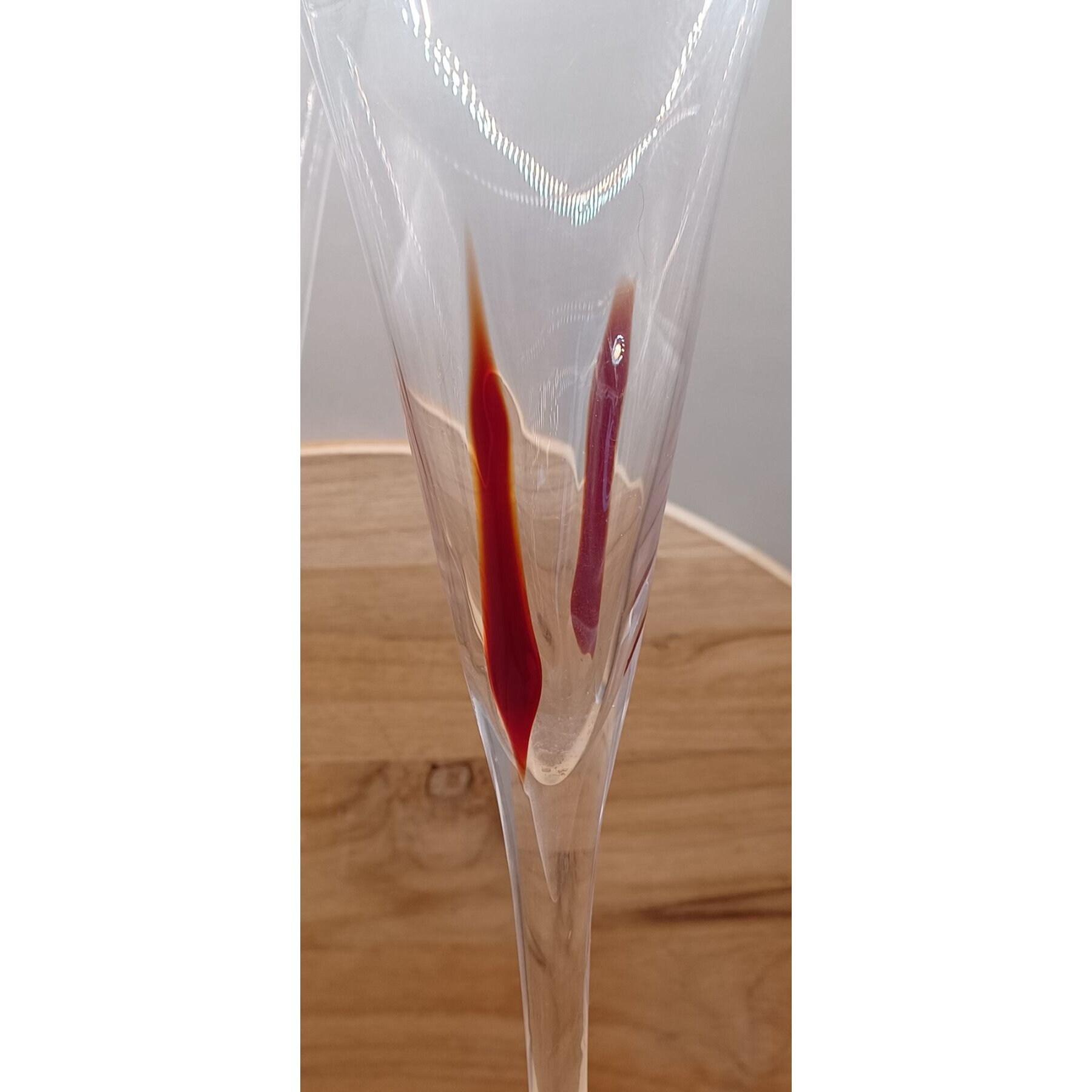 Vintage Hand Blown Blood Red Drip Art Glass Stylish Champagne Wine ...