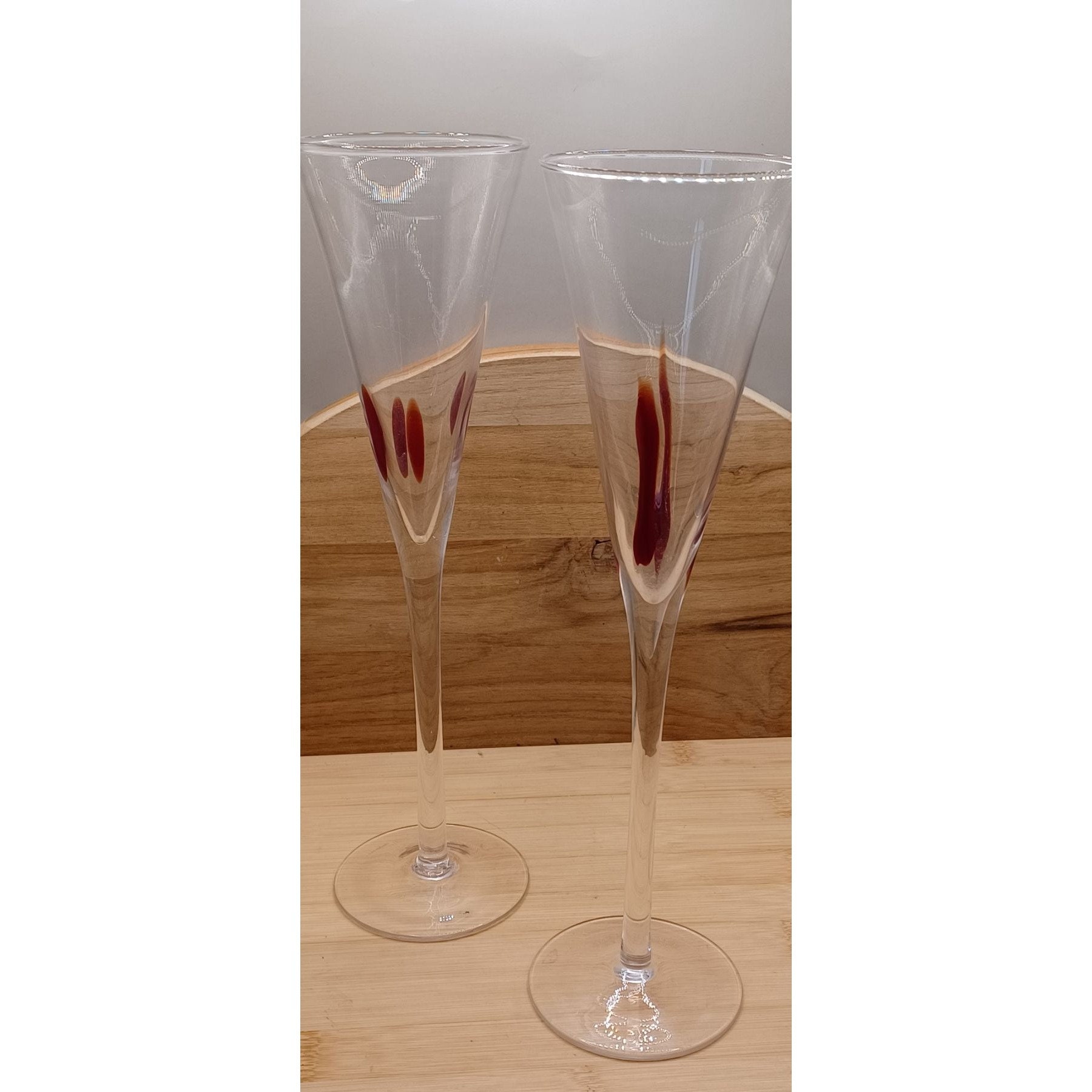 Vintage Hand Blown Blood Red Drip Art Glass Stylish Champagne Wine ...