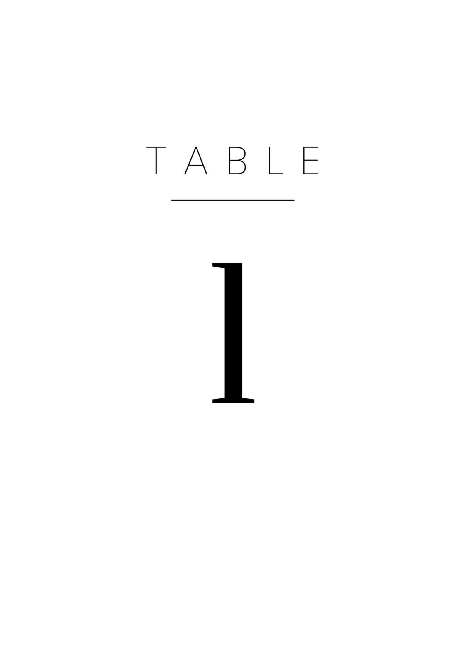 Printable Modern Table Sign, PDF Wedding Table Sign, Wedding Table Sign ...