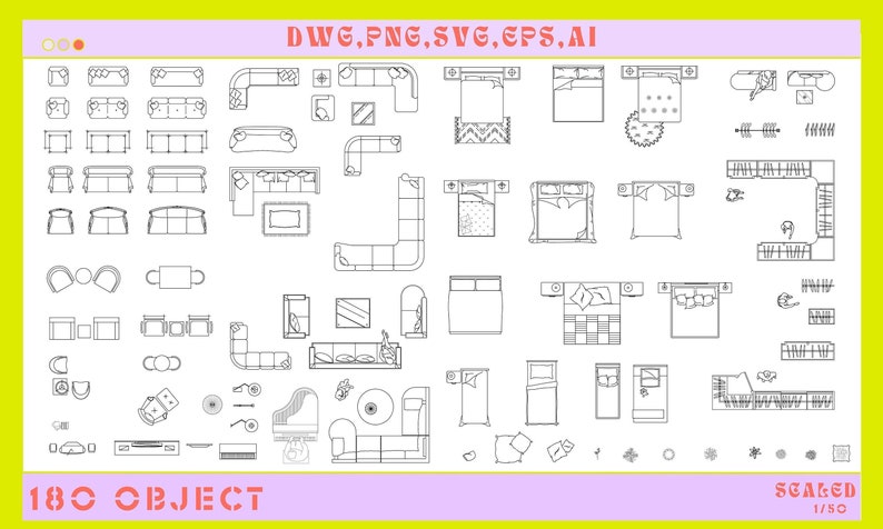 Furniture Template TOP View 180+line Vector Illustrations Bedroom ...