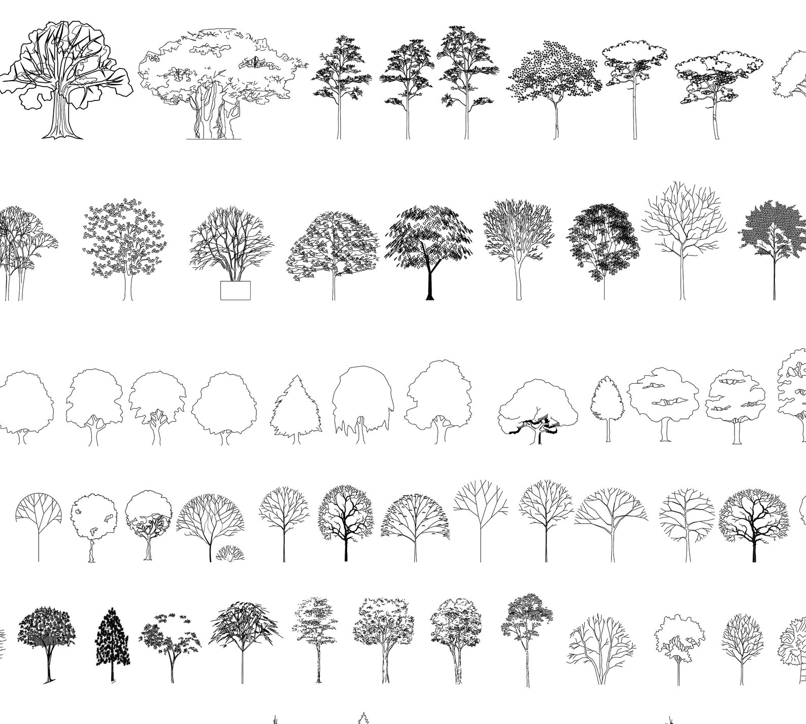 250 Trees Front View, Line Vector Illustrations Trees Dwg AI Svg Eps - Etsy