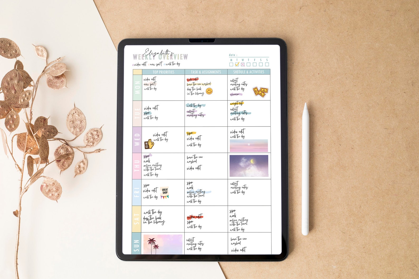 College Student Weekly Planner, School Planner, Printable Student ...