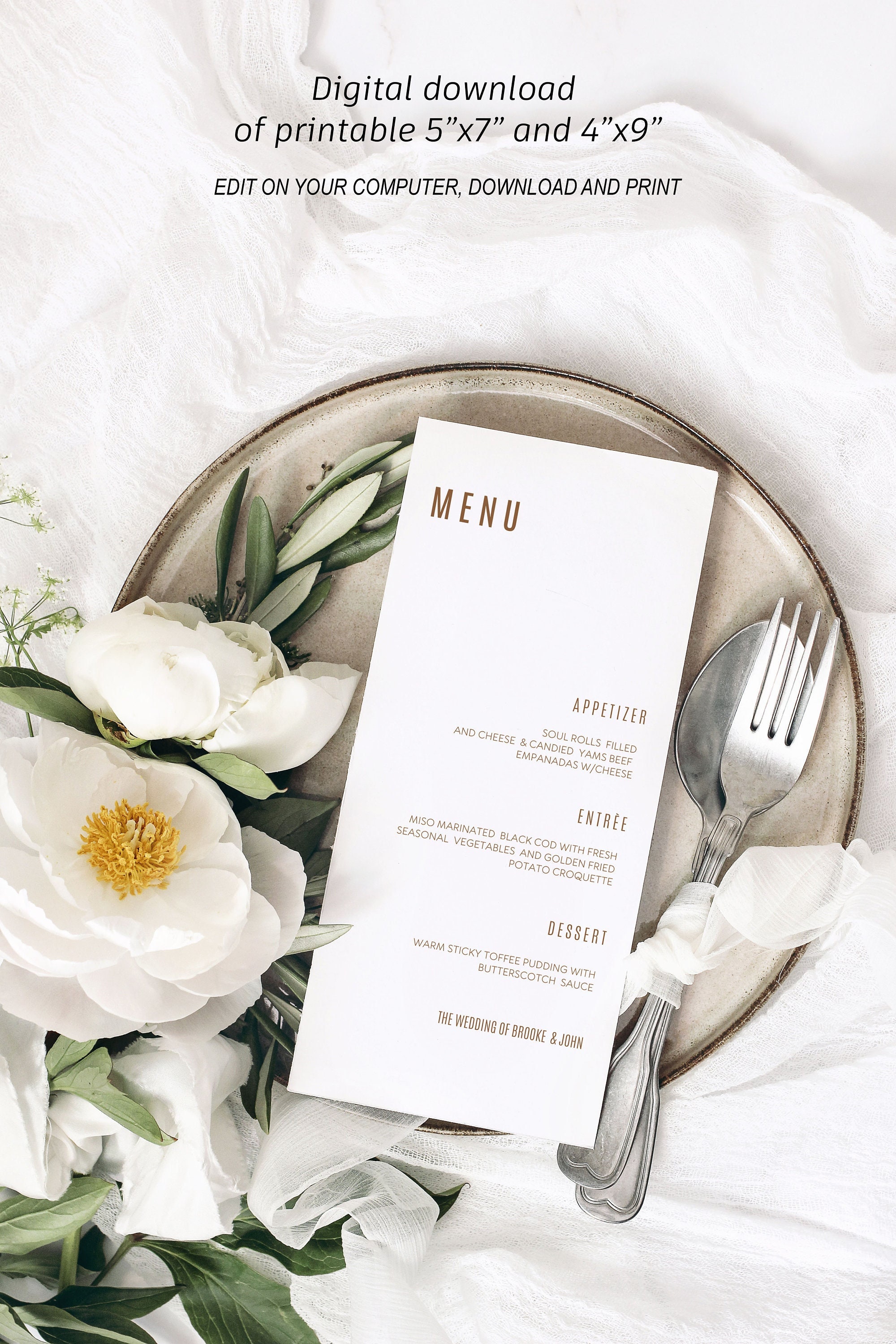 Wedding Menu Template Wedding Table Menu Printable Template - Etsy
