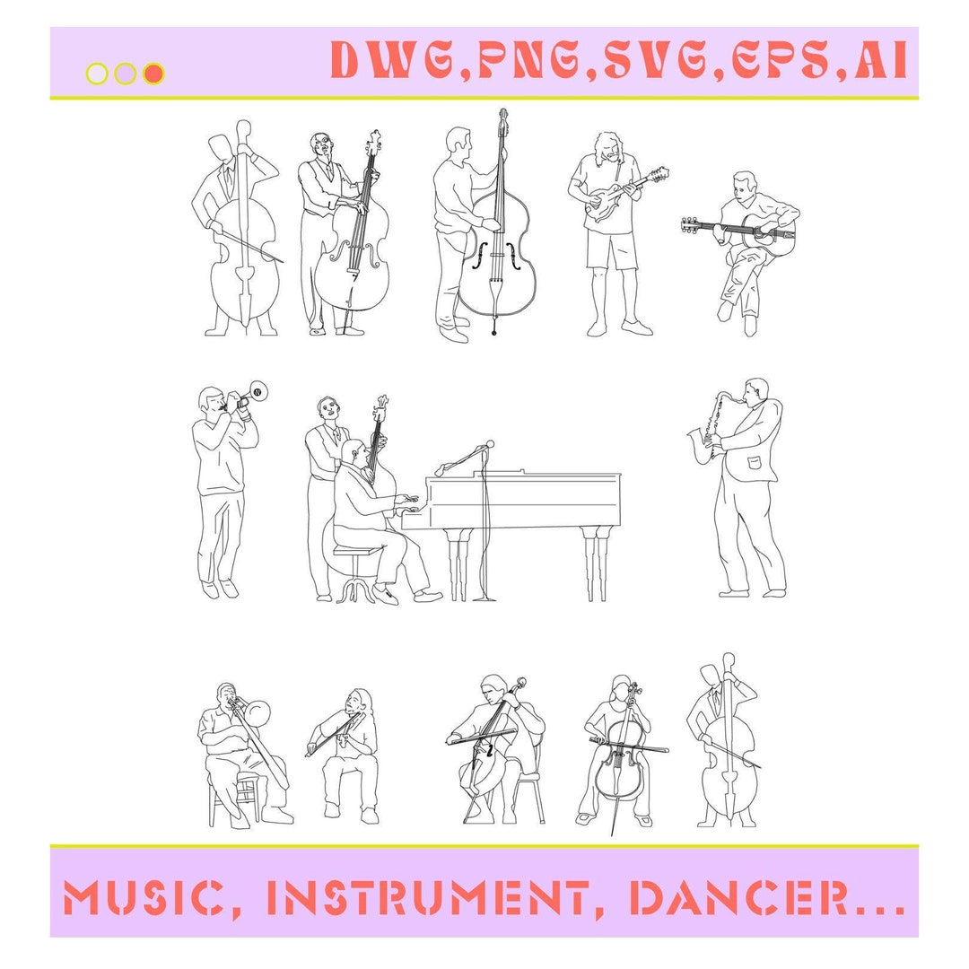 Music Dancer Template View 100 Line Vector Illustrations Music ...