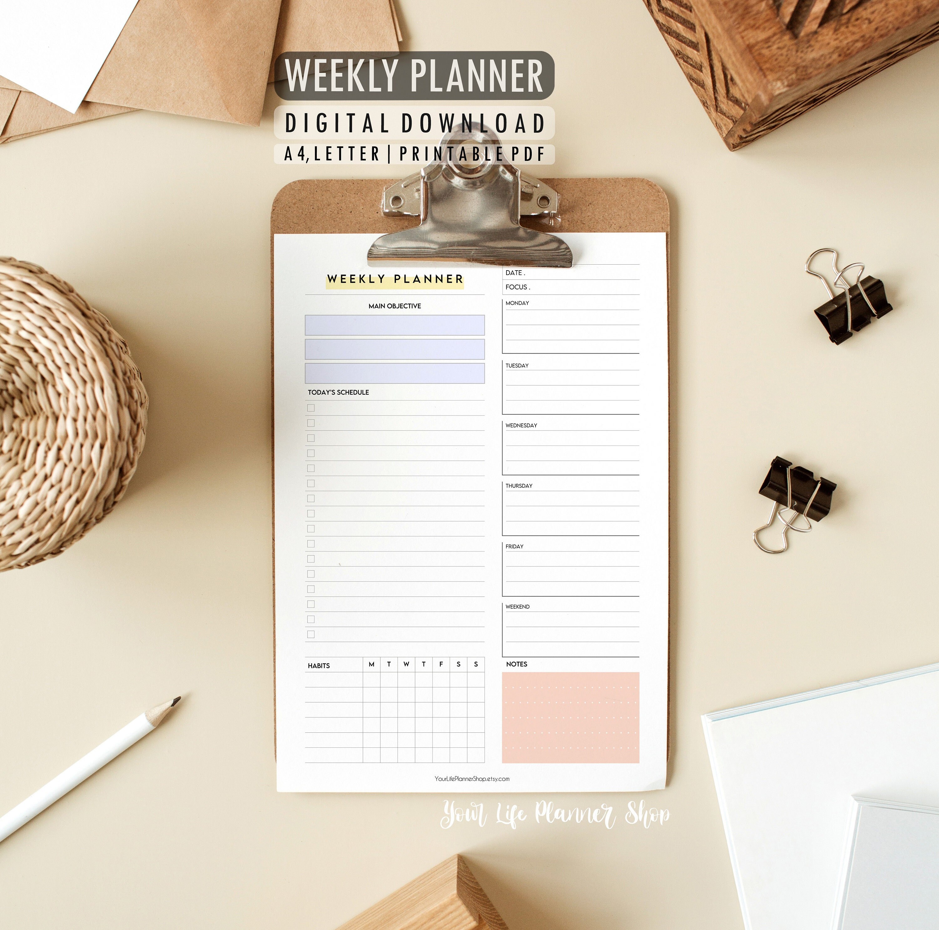 Weekly Planner 2024 Work From Home Weekly to Do List - Etsy